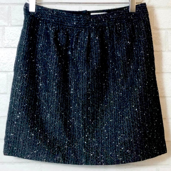 LOFT | Skirts | Ann Taylor Loft Metallic Black And Blue Wool Tweed Skirt | Poshmark